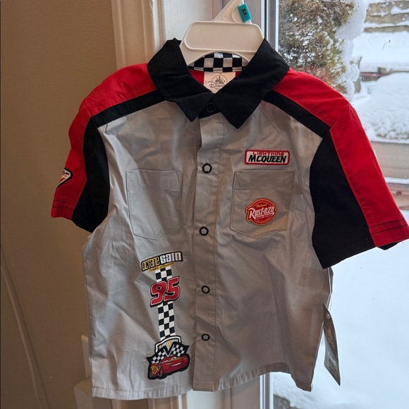 Disney | Shirts & Tops | Disney Cars Lightning Mcqueen Racing Shirt Red ...